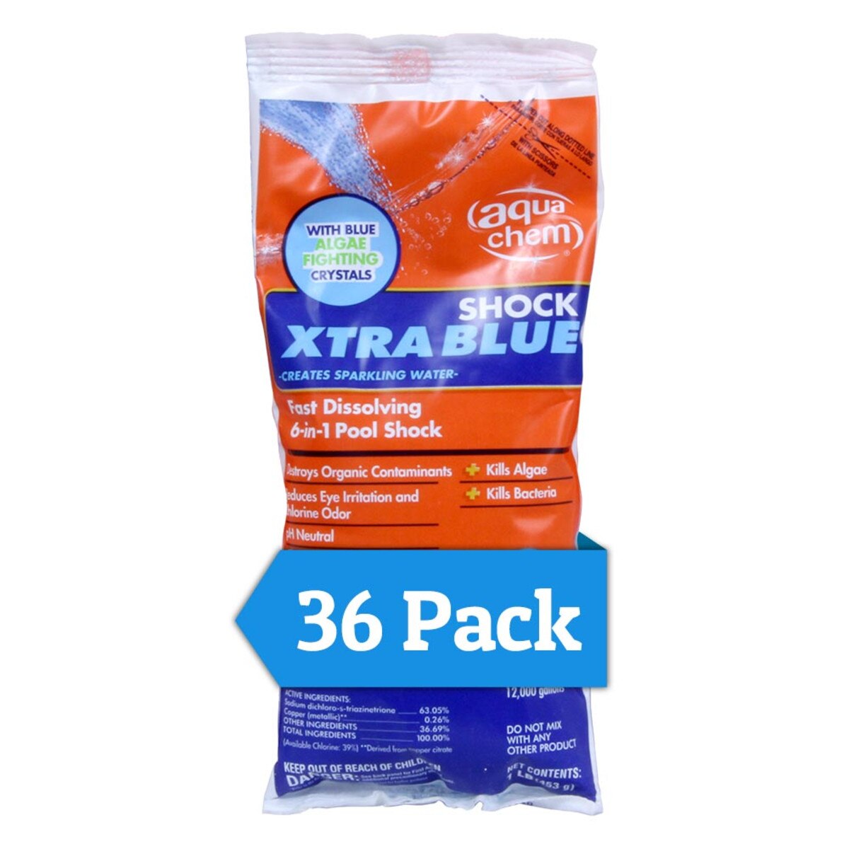 Xtra Blue Shock - 36 x 1 Lb Bags | Pool Shock | Splash Super Center