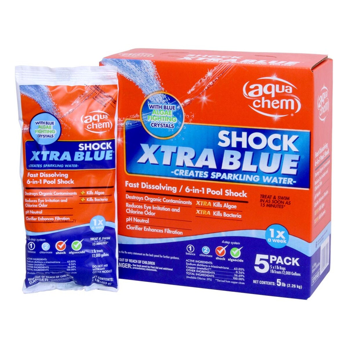 Xtra Blue Shock - 5 x 1 Lb Bags | Pool Shock | Splash Super Center