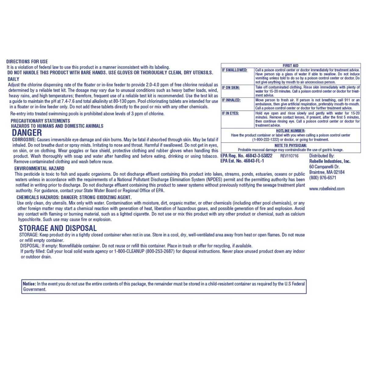 Robelle 1" Feeder Tabs - 25 Lbs | Pool Chemicals | Pool Supplies