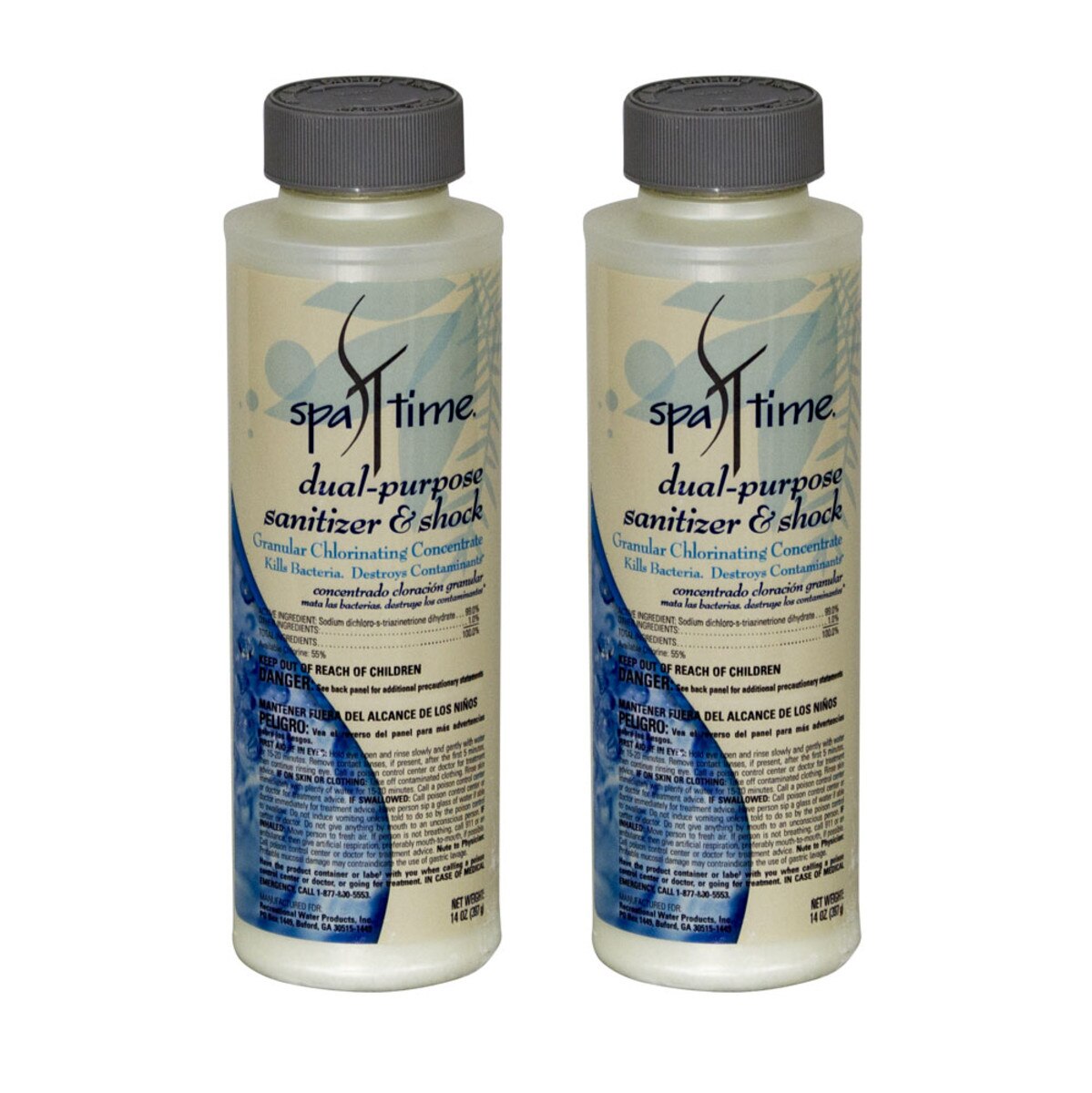 Spa Time Dual Purpose Sanitizer & Shock: 2 x 14 oz. | Spa Chlorine ...
