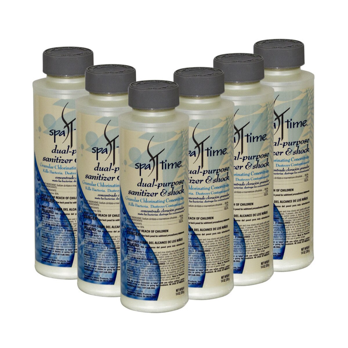 Spa Time Dual Purpose Sanitizer & Shock: 6 x 14 oz. | Spa Chlorine ...