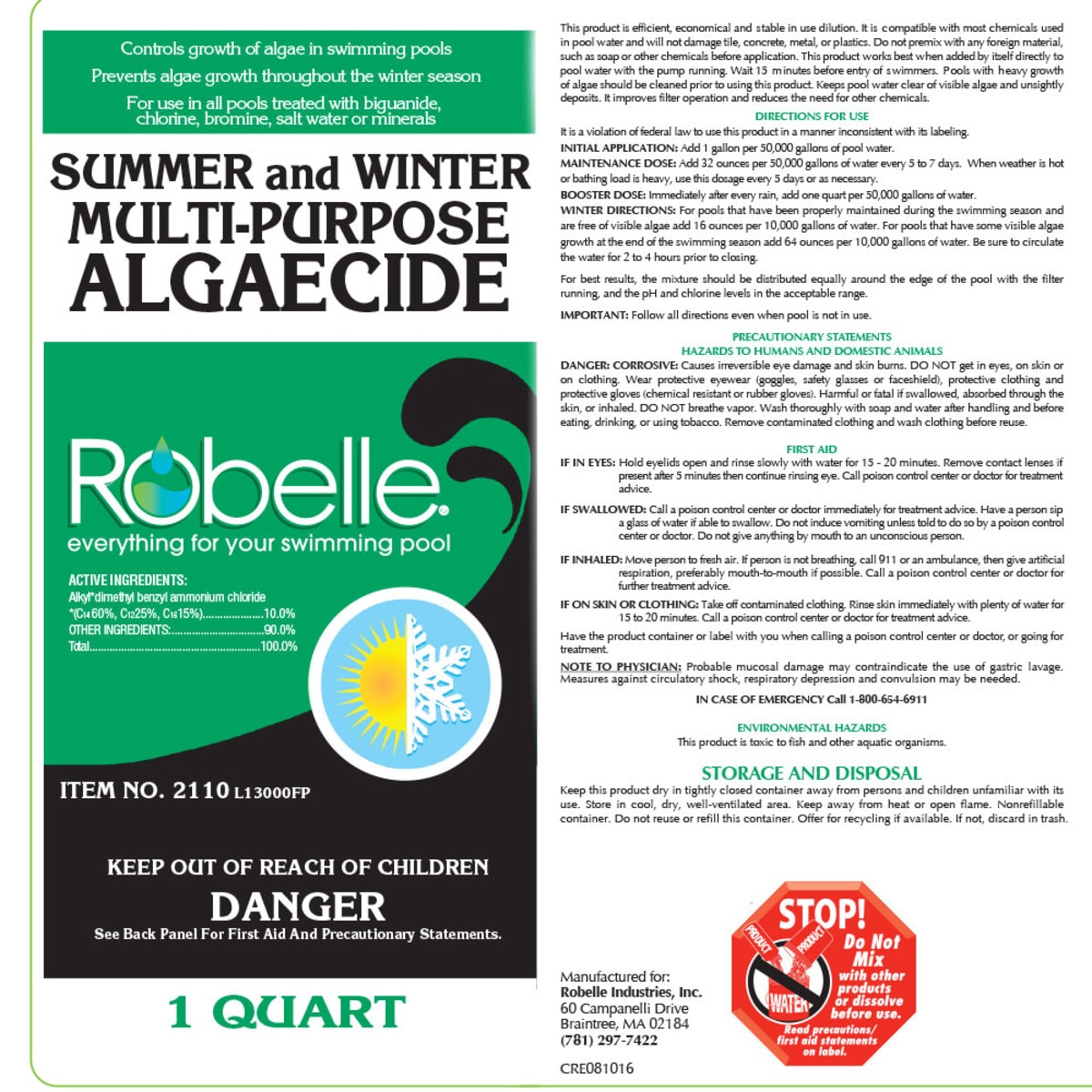 Summer & Winter Algaecide - 4 Quarts | Splash Super Center