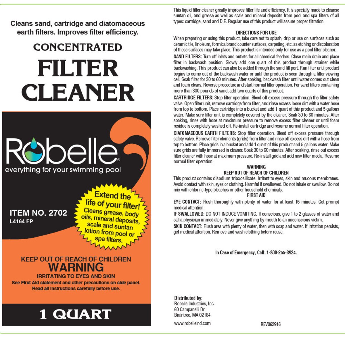 Concentrated Filter Cleaner - 1 Quart | Splash Super Center