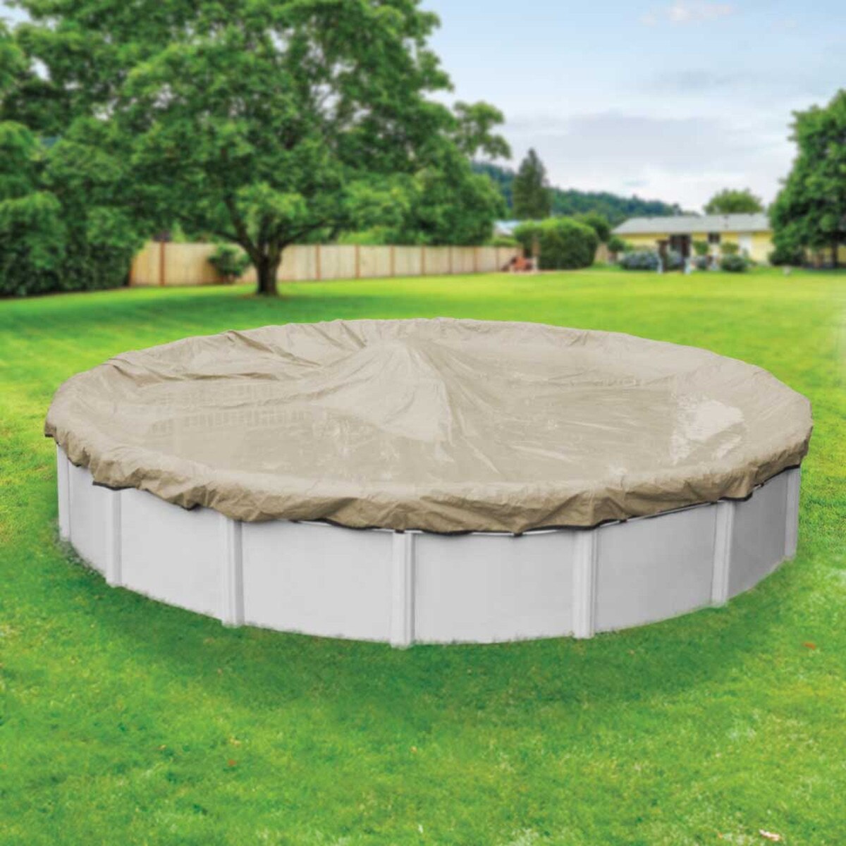 33' Round Premium Tan Pool Cover | Splash Super Center