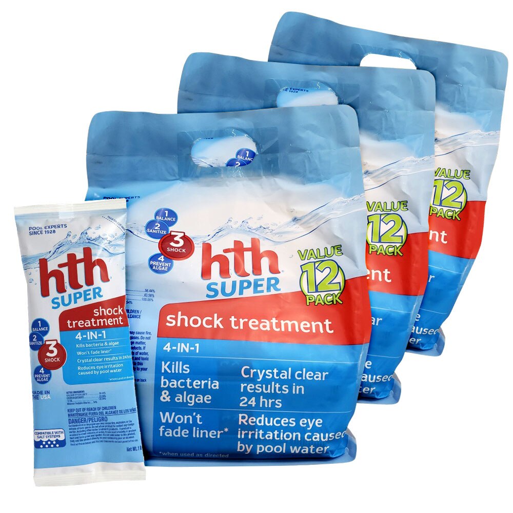 HTH Super Shock - 12 x 1 Lb Bags | Pool Shock | Pool Supplies