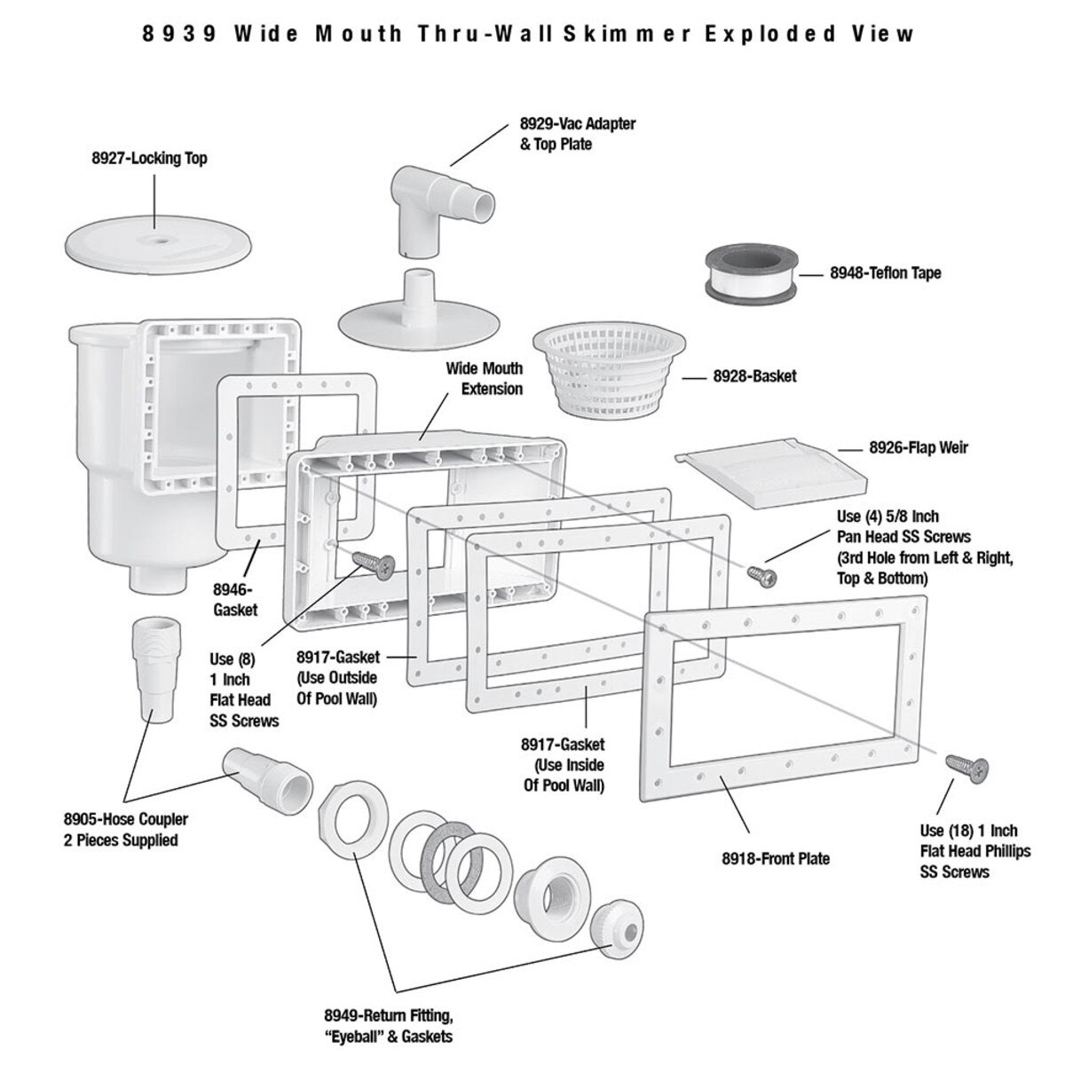 Complete Wide Mouth Thru-Wall Skimmer | Splash Super Center